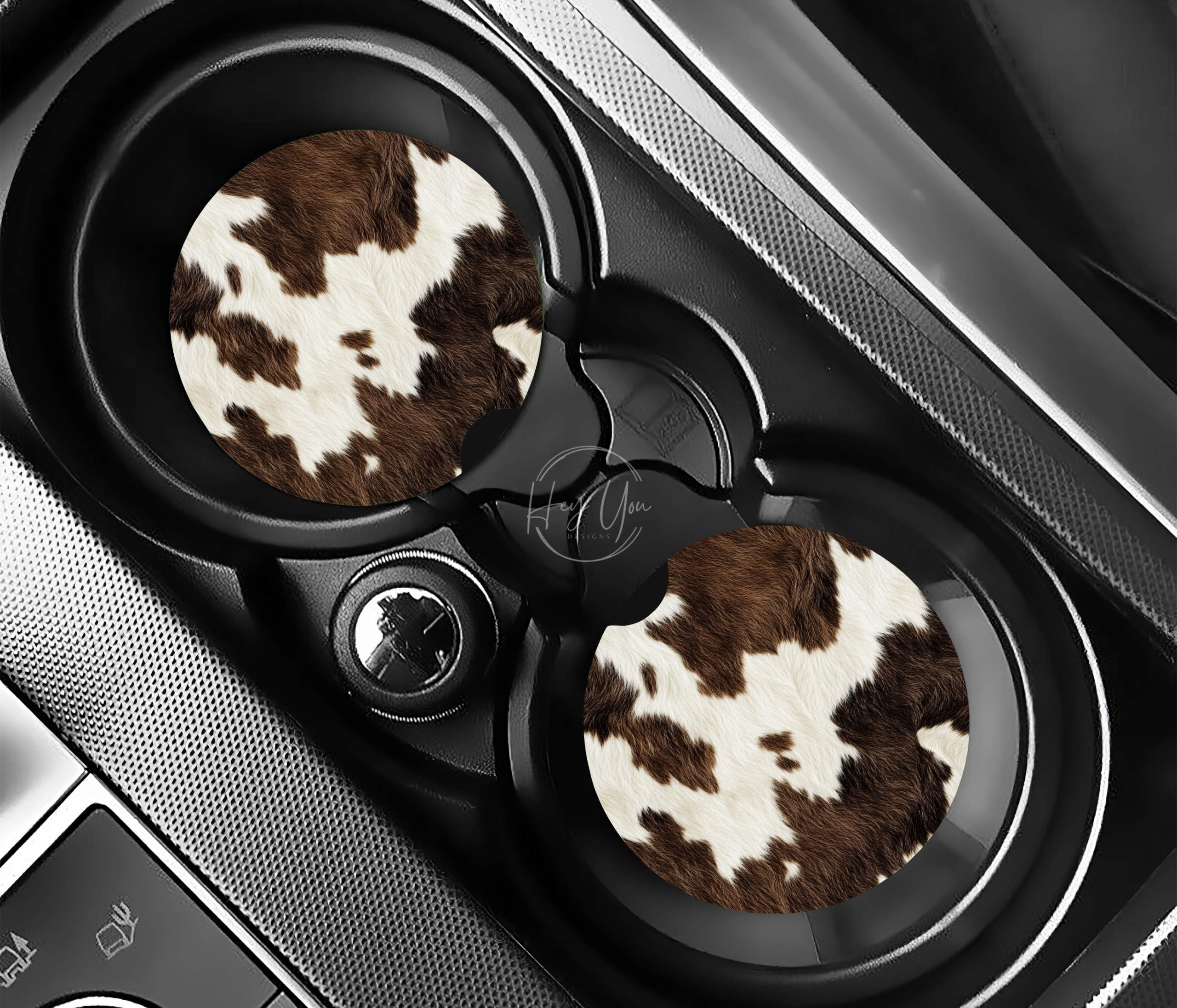 Cowhide Car Coasters – Hey You Designs